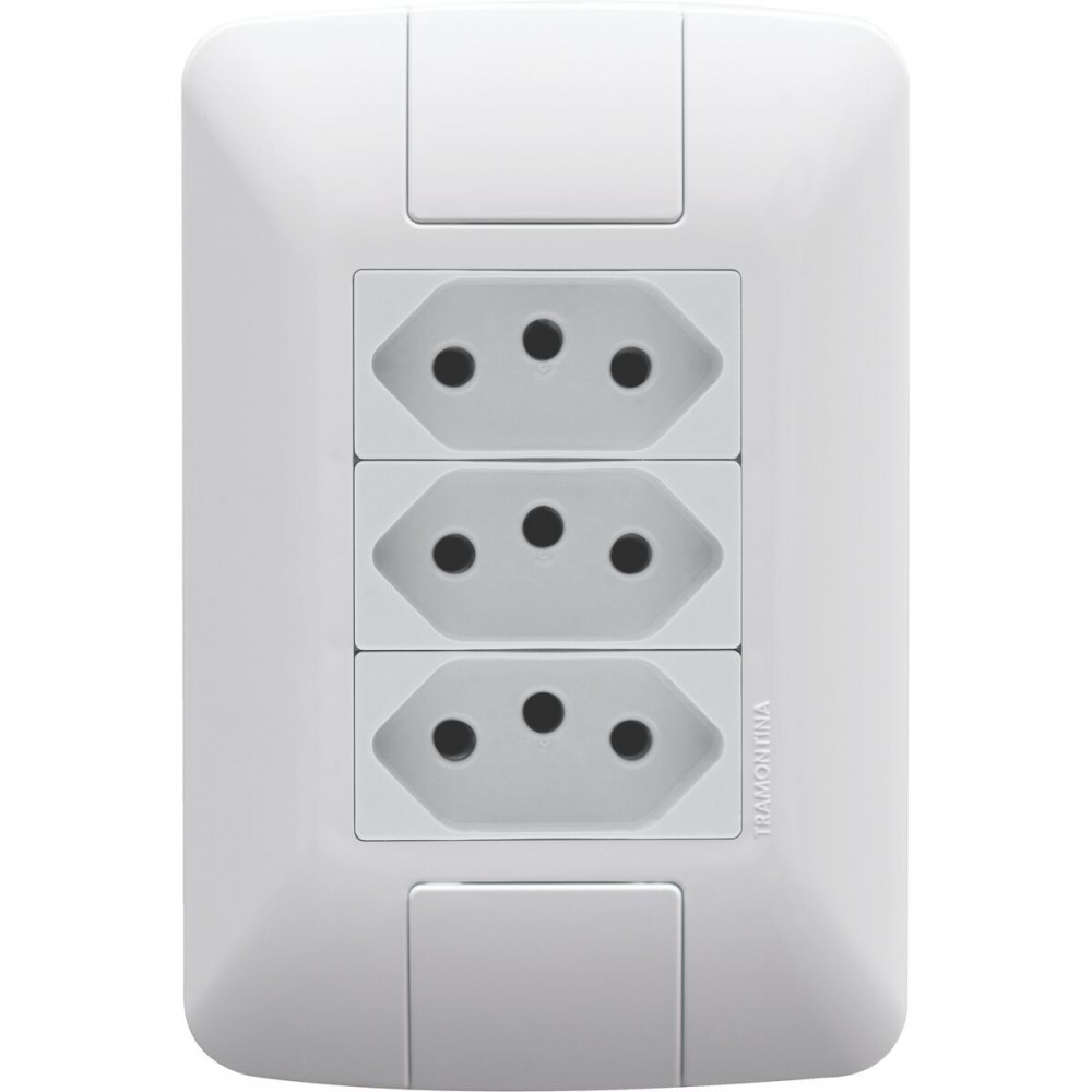 Tomada 2P+T 1 Secao Branca 10A Linha Aria Tramontina - Lojas Aqui Tem