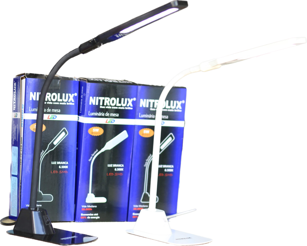 Luminária LED Mesa 5W Preta 6500K Nitrolux - Lojas Aqui Tem